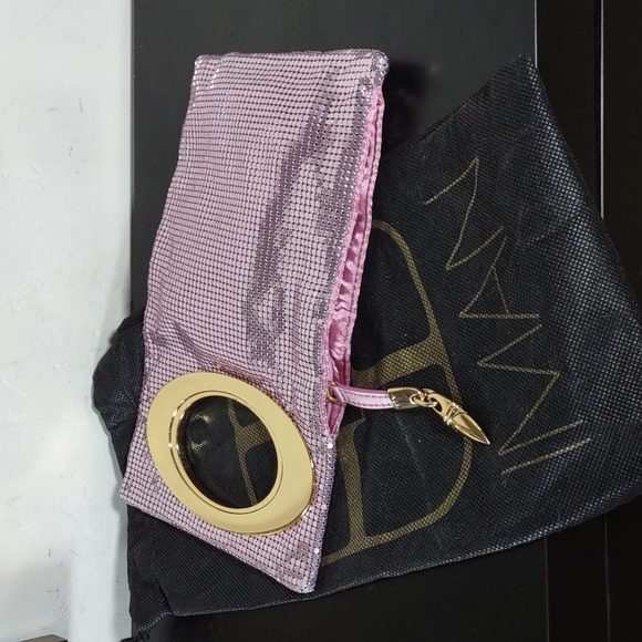 IMAN | Bags | Iman Pale Lilac Mesh Circle Handle Wristlet | Poshmark